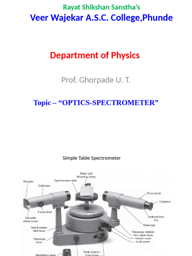 Spectrometer Power Point | PDF | Rotation | Angle