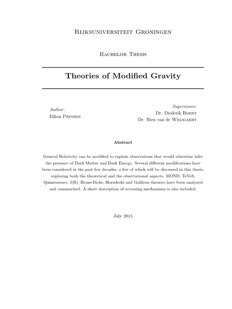 Modified Theory Of Gravity Pdf General Relativity Universe