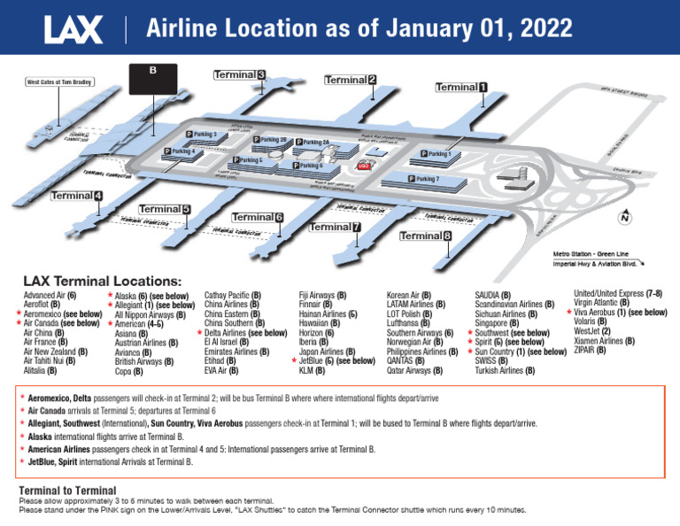LAX Airline Location Map | PDF | Airlines | Los Angeles International ...