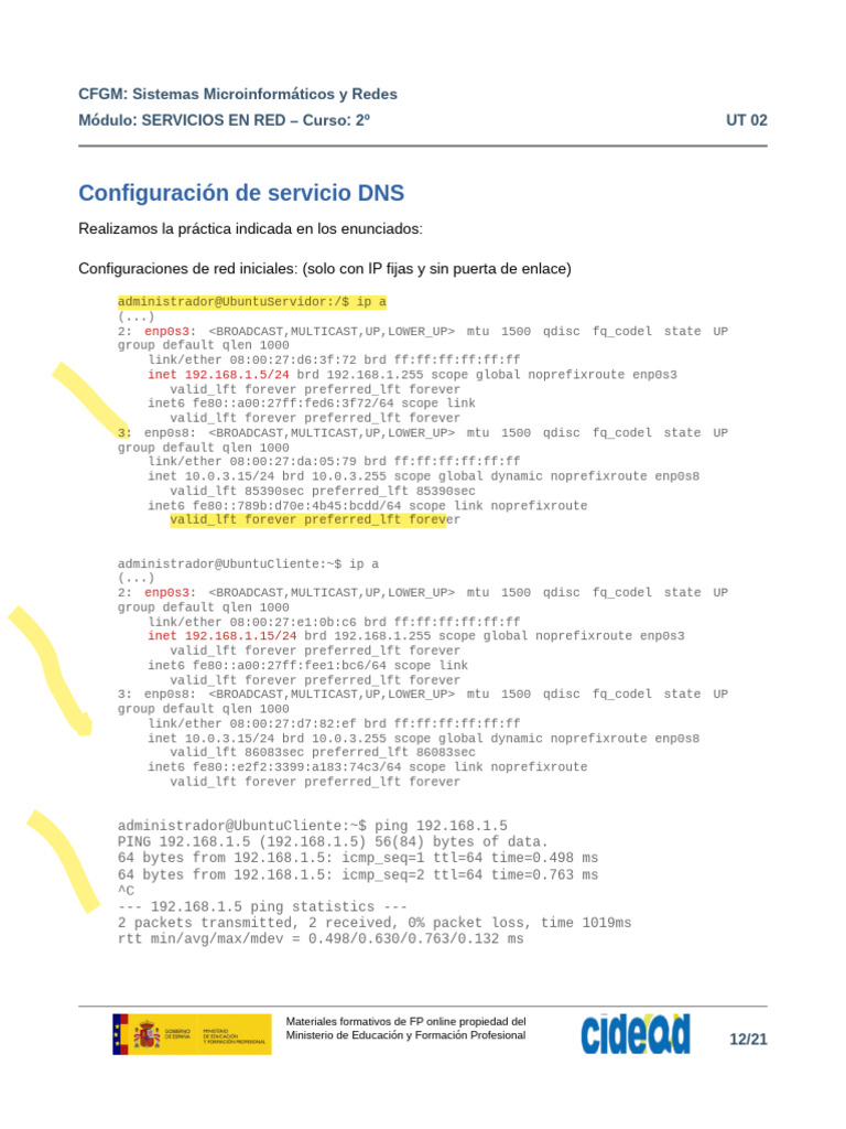 SR02 Guía Practica-12-21 | PDF | sistema de nombres de dominio | Estándares de red