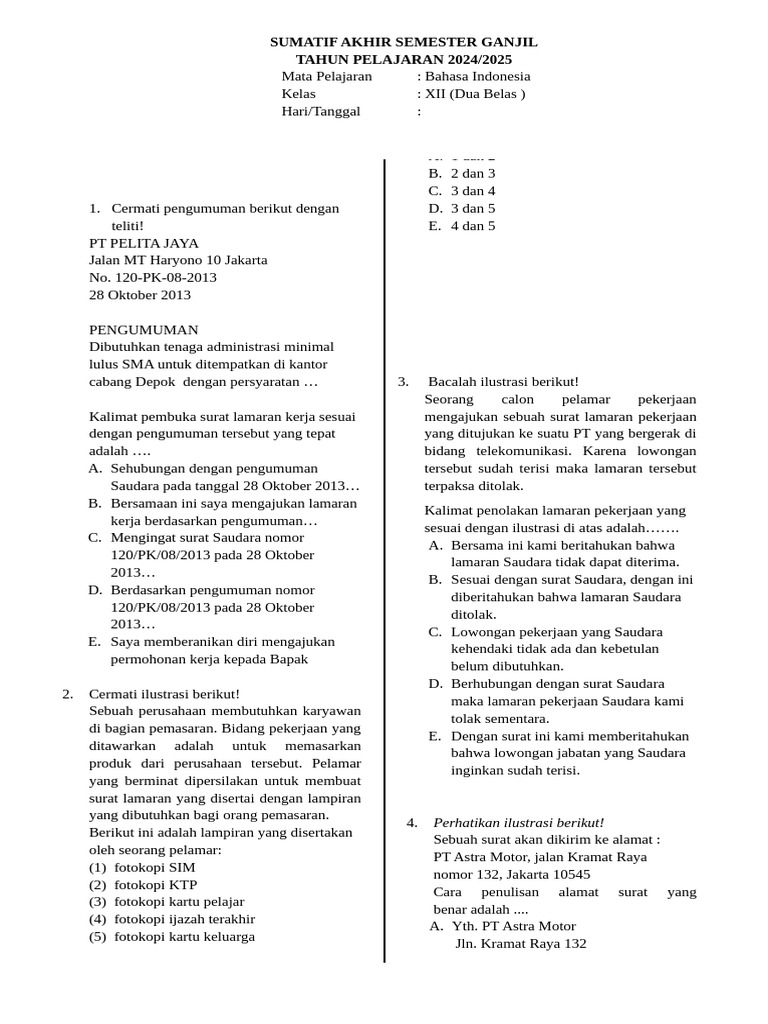 SOAl SAS SMA Jagadhita Ganjil 2024 | PDF