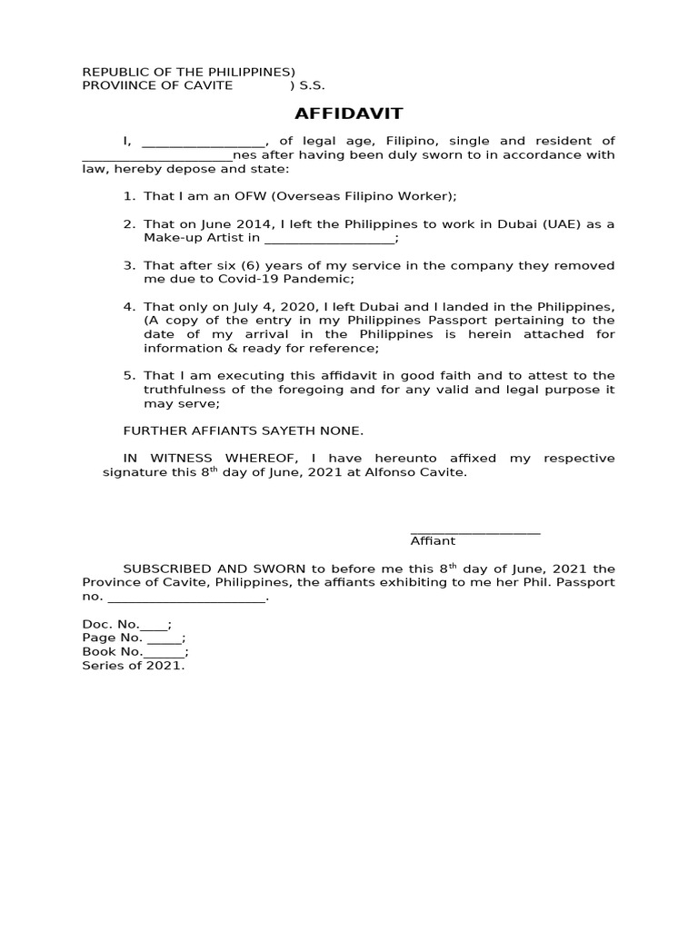 affidavit OFW | PDF
