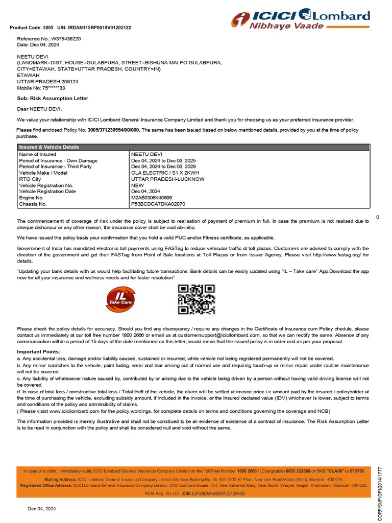 OET-559134615031224-TWJ500 Vehicle Insurance Invoice FRONT | PDF ...