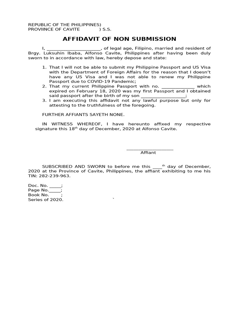 Affidavit of Non Submission | PDF