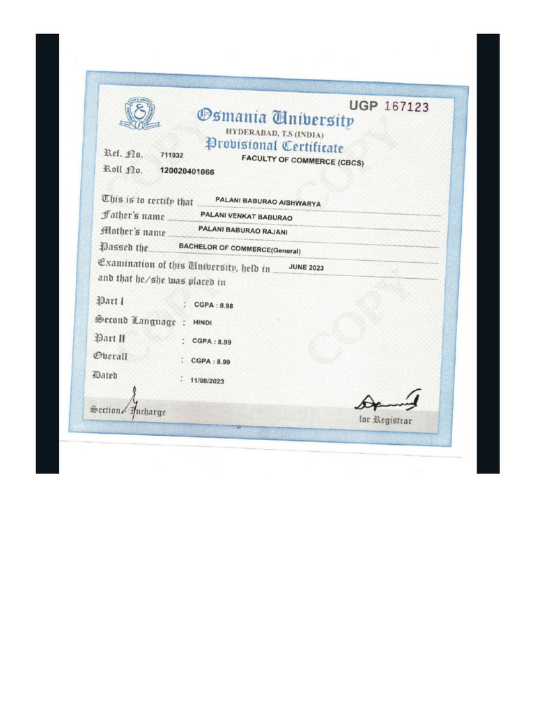 Degree Certificate | PDF