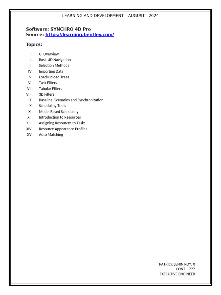 SYNCHRO 4D Pro Training Guide | PDF