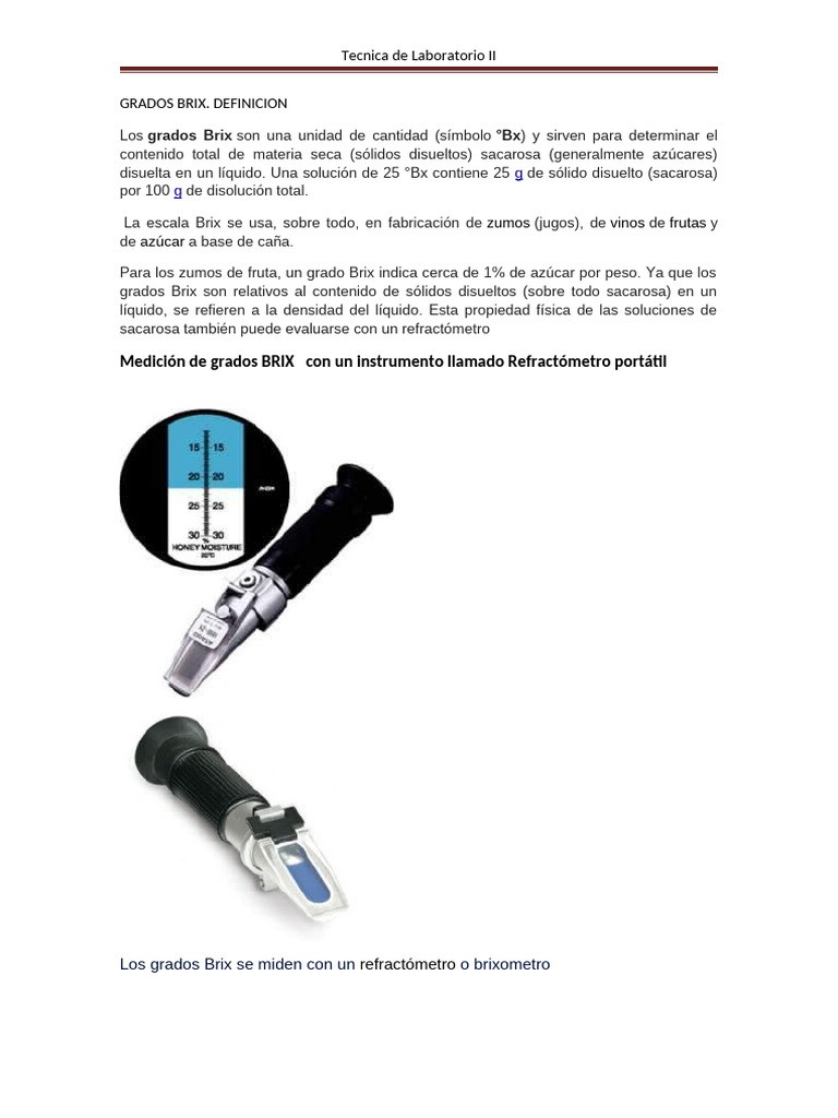 Definición y Medición de Grados Brix | PDF | Metrología