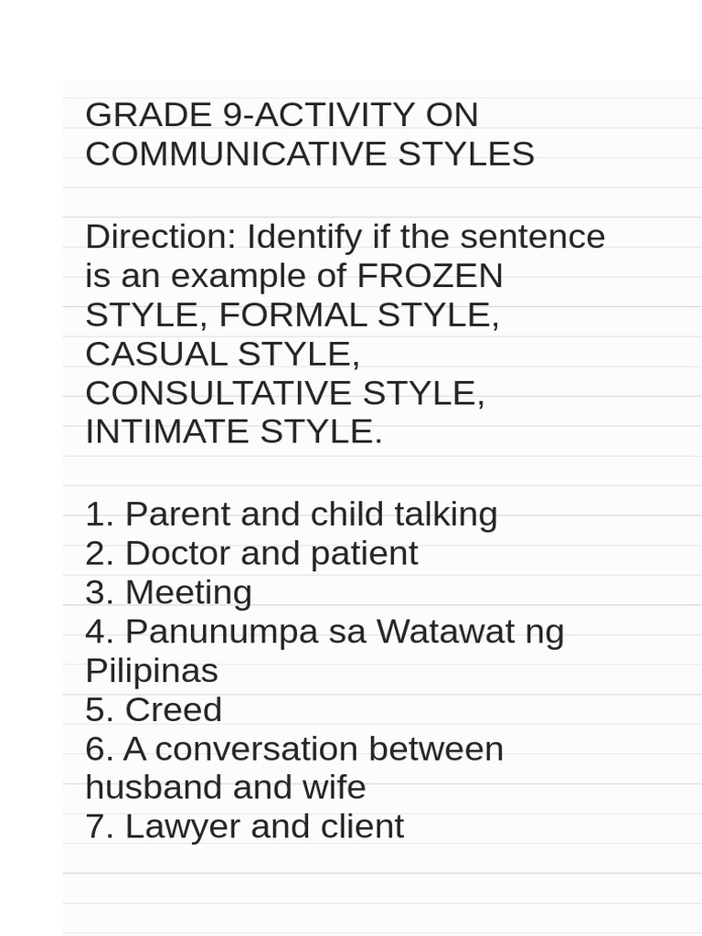 Activity - Communicative Style | PDF