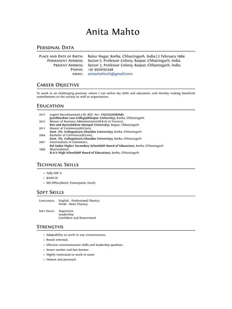 Anita_Mahto_CV | PDF | Taxes | Balance Sheet