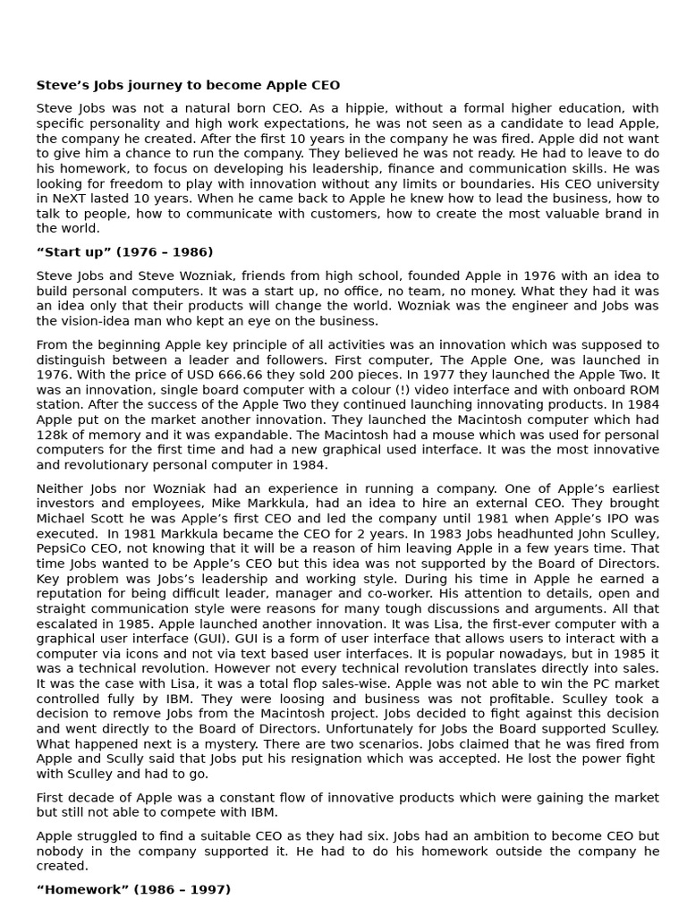 Steve JObs | PDF | Apple Inc. | Graphical User Interfaces