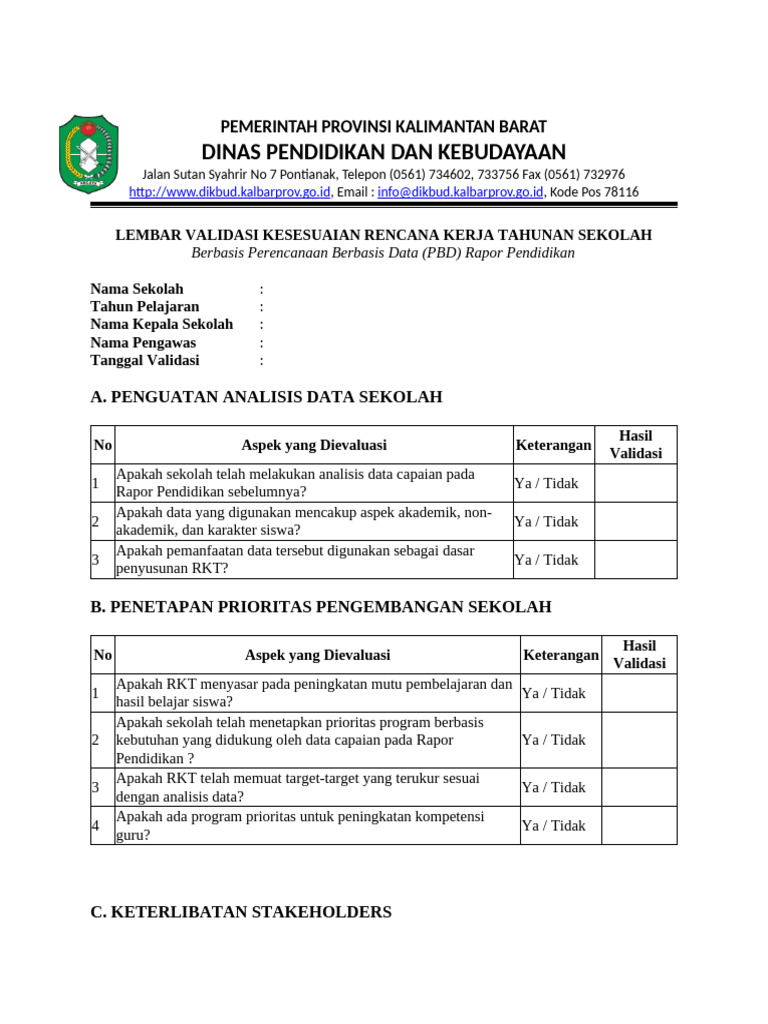 Instrumen Validasi Rkt 2024 (1) | PDF