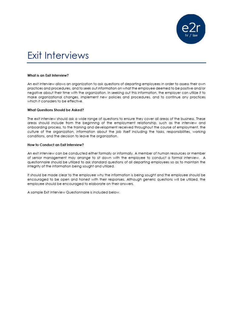 Guide Exit Interviews | PDF | Employment | Business