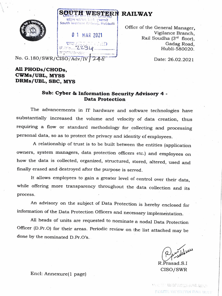 Cyber and Information Security Advisory 4 Data Protection | PDF