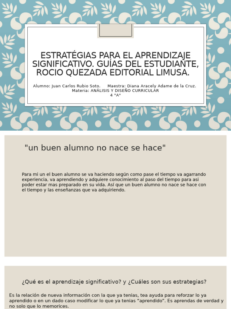 ESTRATÉGIAS PARA EL APRENDIZAJE SIGNIFICATIVO (Guia de Estudio 2.2) | PDF | Aprendizaje ...