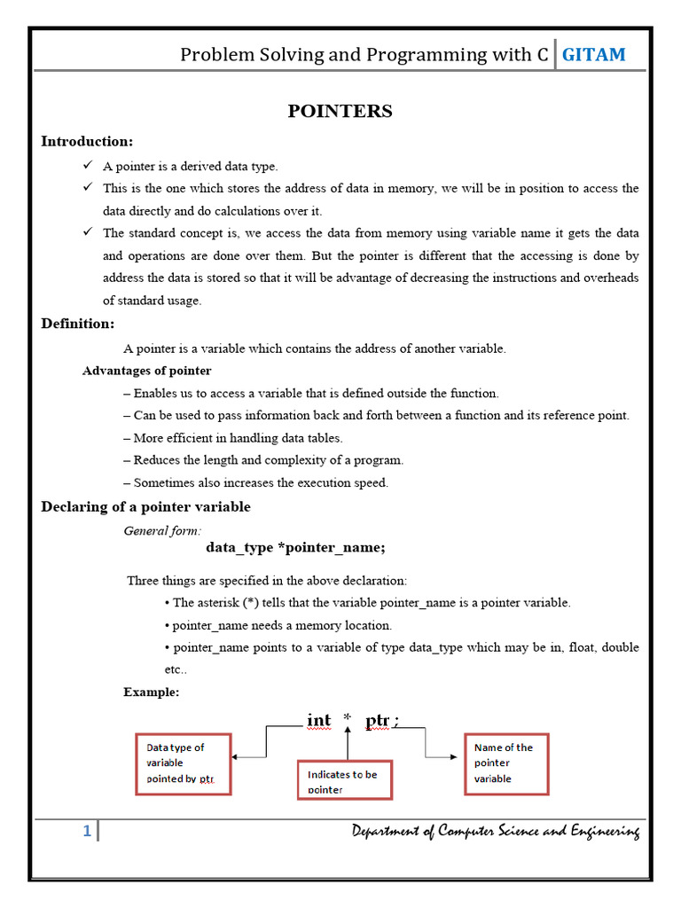 Pointers1 1 Pdf Pointer Computer Programming Data Type