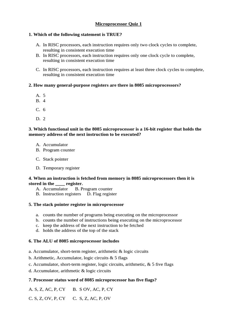 Micro Test Updated 1 | PDF | Central Processing Unit | Microprocessor