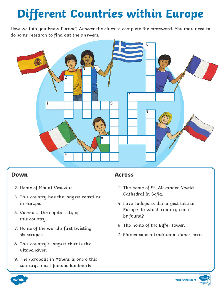 T G 875 Different Countries Within Europe Crossword - Ver - 7 | PDF ...