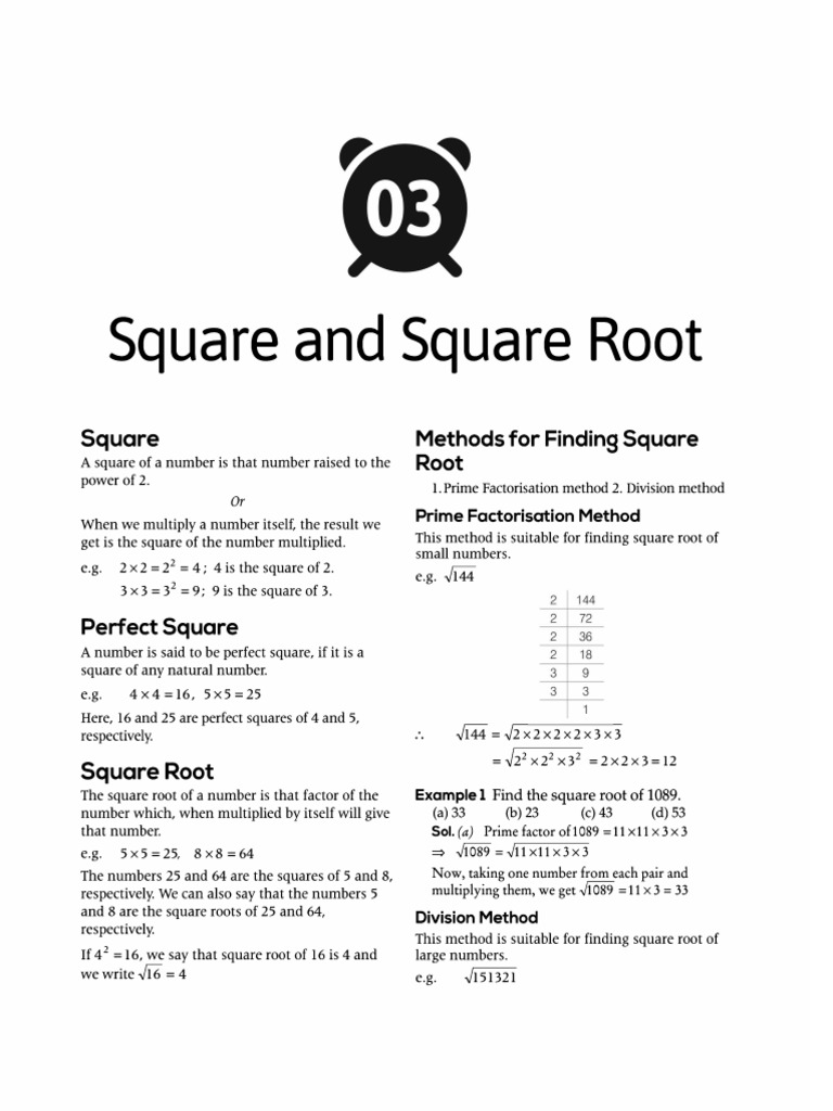 3. Square and Square Root | PDF