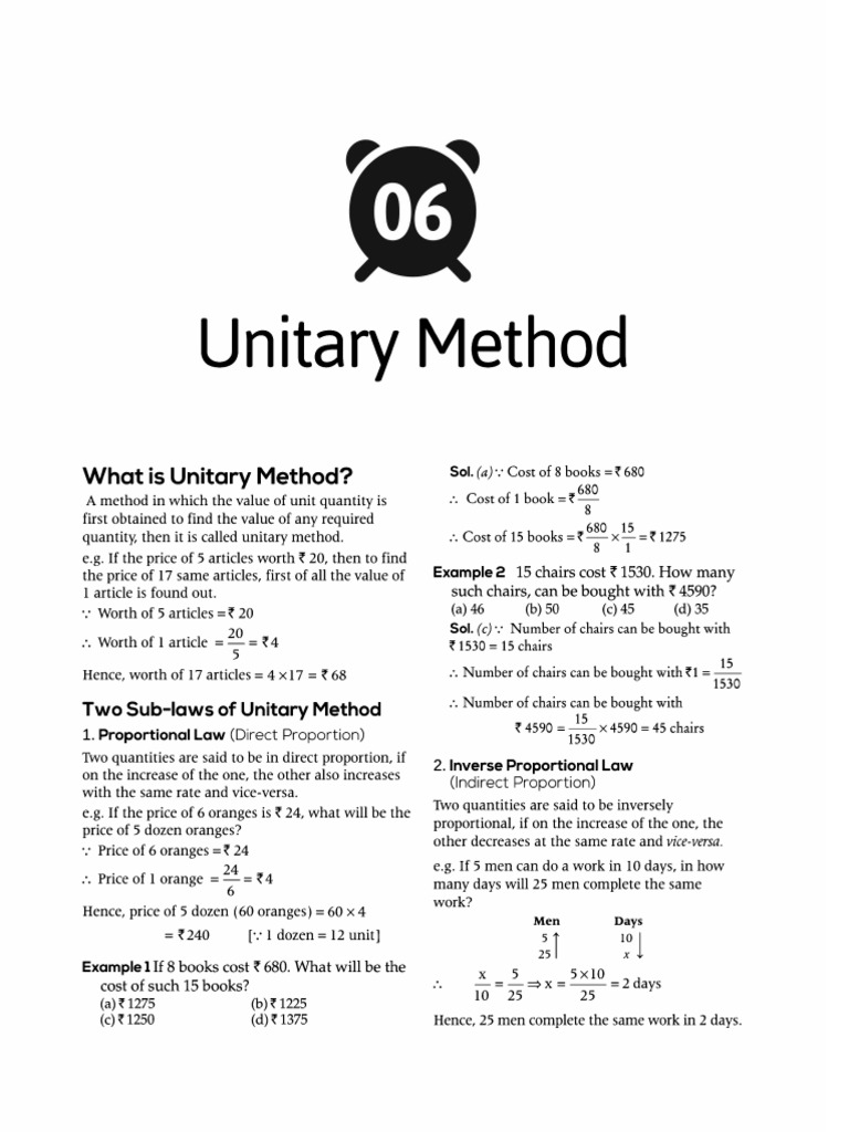 6. Unitary Method | PDF