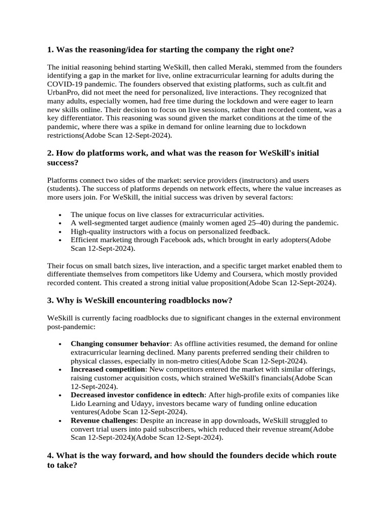 Casestudy Ans | PDF | Educational Technology | Startup Company