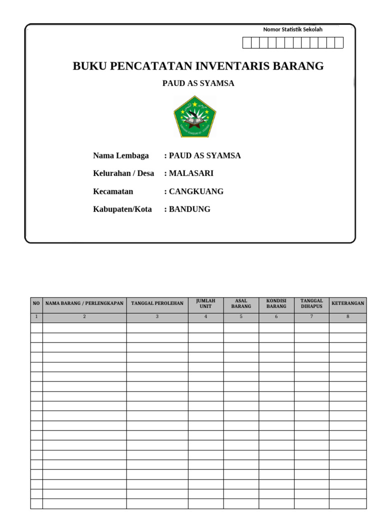 Inventaris PAUD AS SYAMSA | PDF