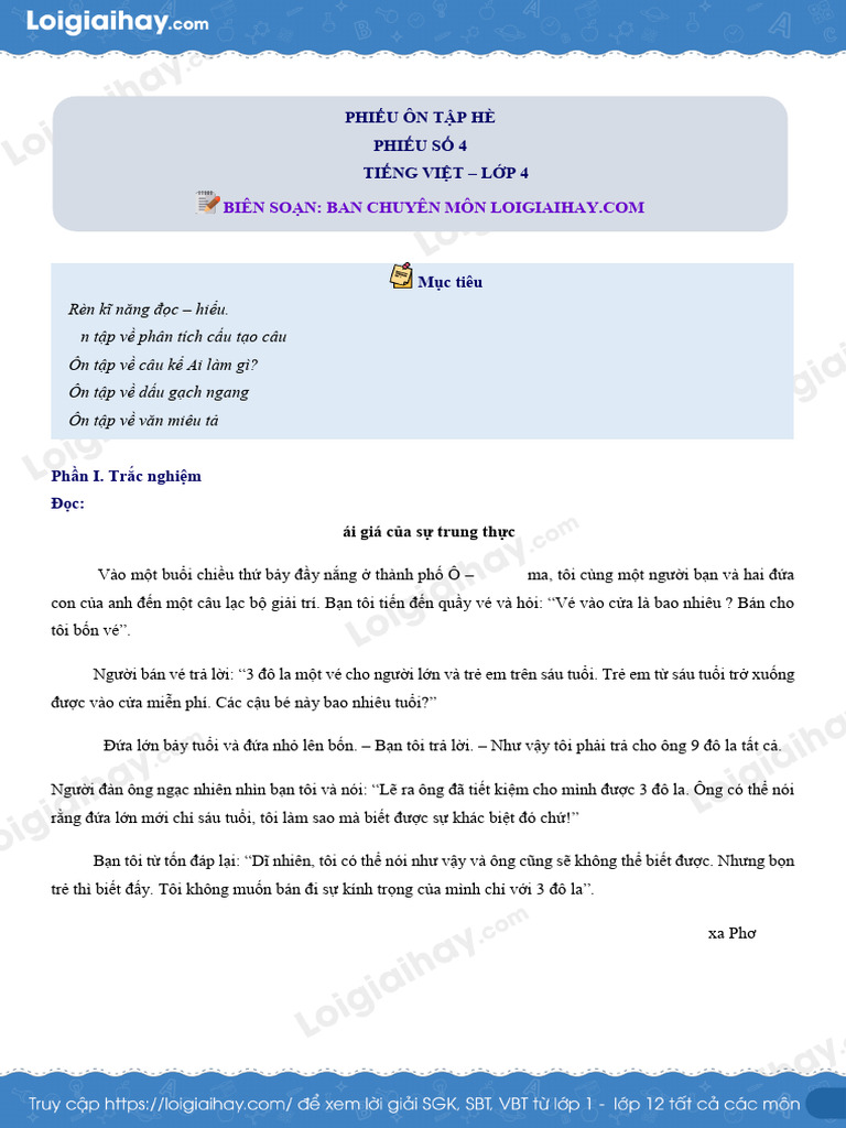 De on Tap He Lop 4 Len Lop 5 Mon Tieng Viet de So 4 Co Loi Giai Chi Tiet 1653473670 | PDF