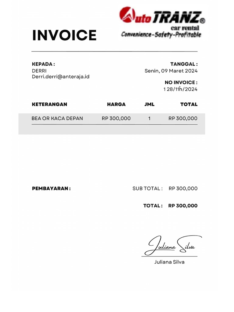 Hitam Putih Minimalist Profesional Bisnis Faktur Invoice | PDF