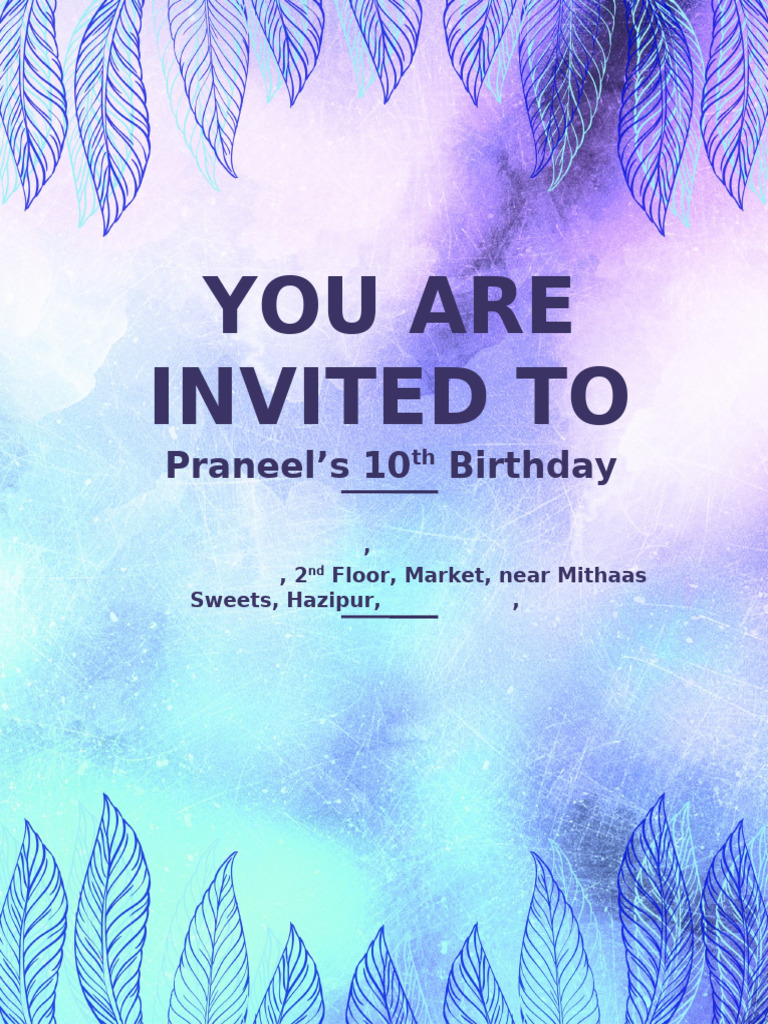 Praneel's 10th Birthday Invitation | PDF