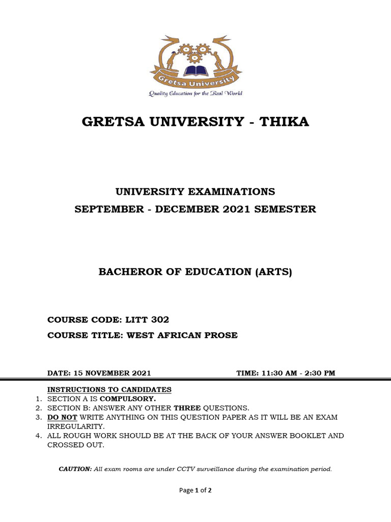 Litt 302 West African Prose | PDF