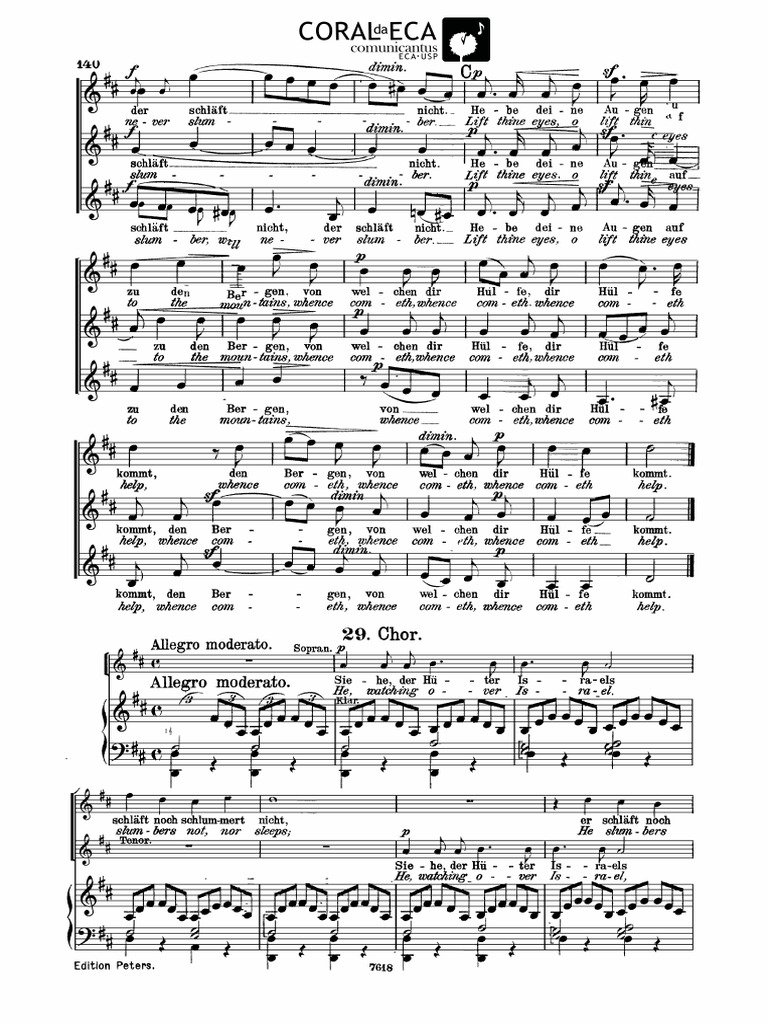 Mendelssohn Siehe der Hüter Israels_Coral_ECA | PDF