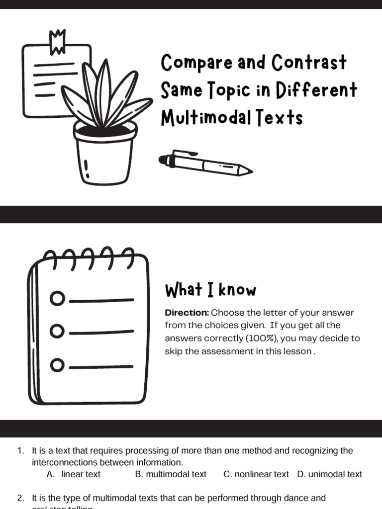 Compare and Contrast Same Topic in Different Multimodal Texts | PDF ...