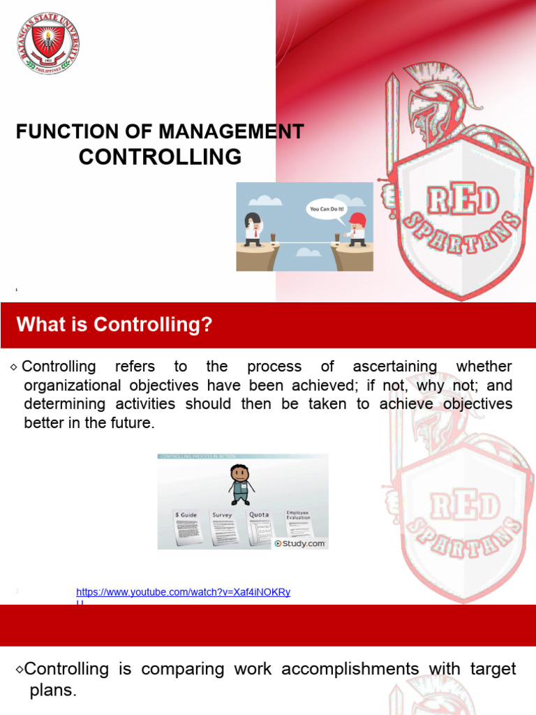 Lesson 10 Functions Of Management Controlling Pdf Performance Appraisal Goal
