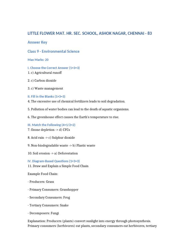 Class 9 Environmental Science Answer Key | PDF | Climate Change | Air Pollution