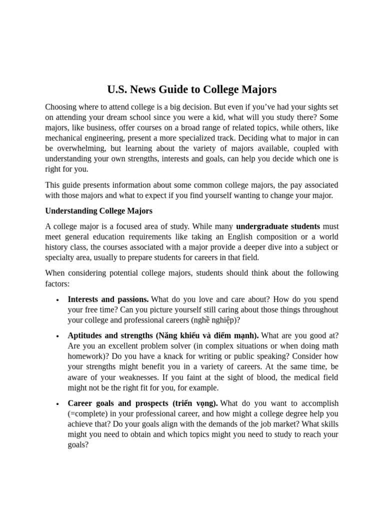 U.S. News College Majors Guide | PDF | Academic Degree | Bachelor's Degree