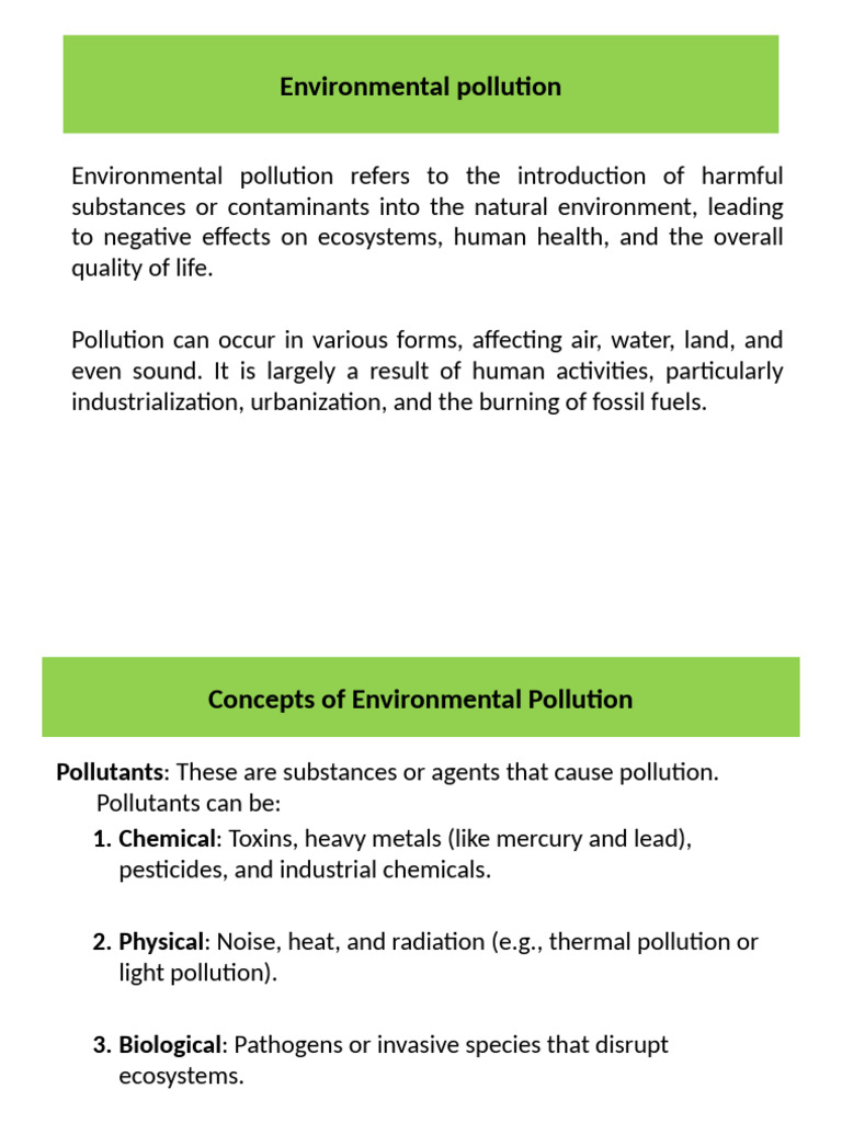 Enviromental Pollution Lecture | PDF | Pollution | Water Pollution