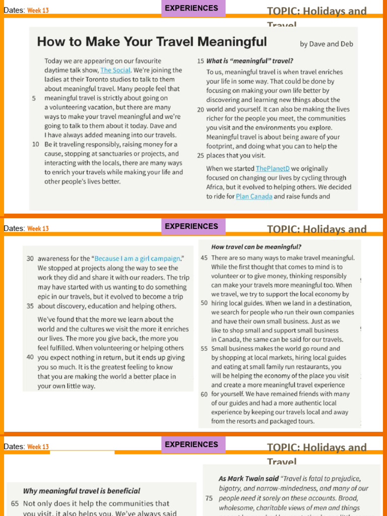 Meaningful Travel Insights and Tips | PDF