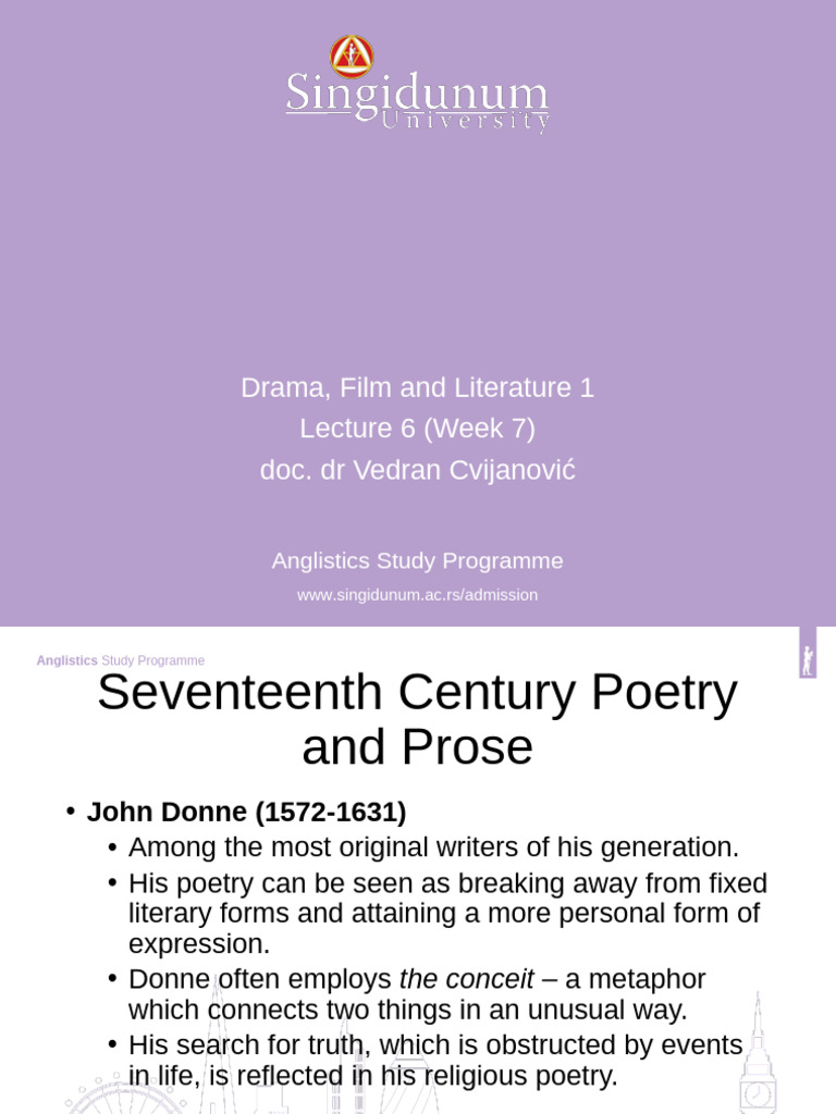 Week 7 - Seventeenth Century Poetry and Prose | PDF | Poetry | John Milton