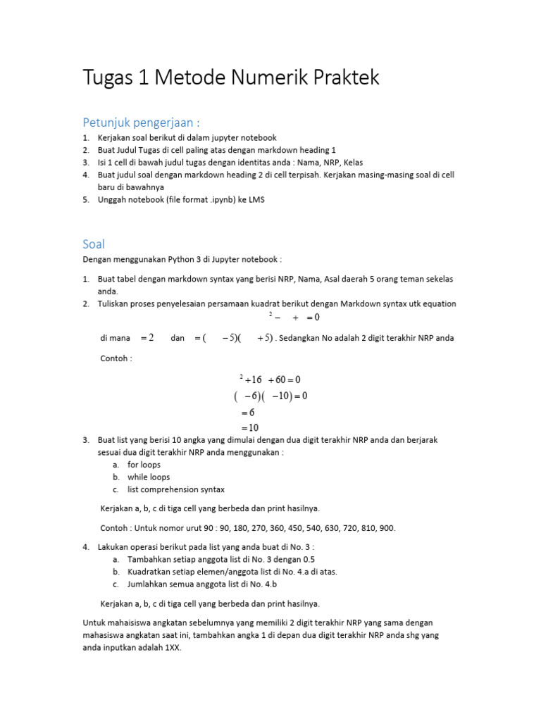 Tugas Metode Numerik Jupyter | PDF