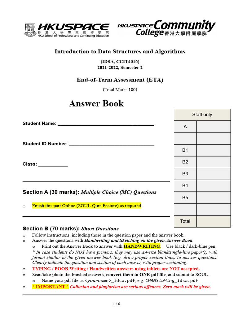 Idsa ETA 2021s2 AnsBook | PDF | Computing