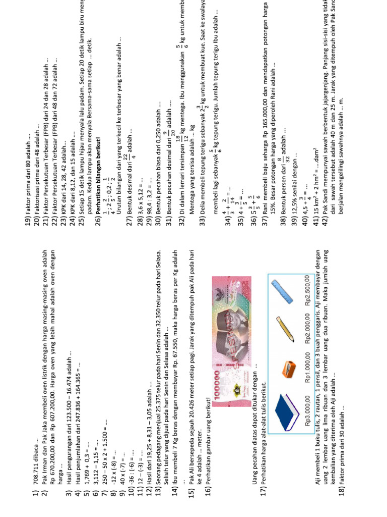 kumpulan soal mtk 5 | PDF