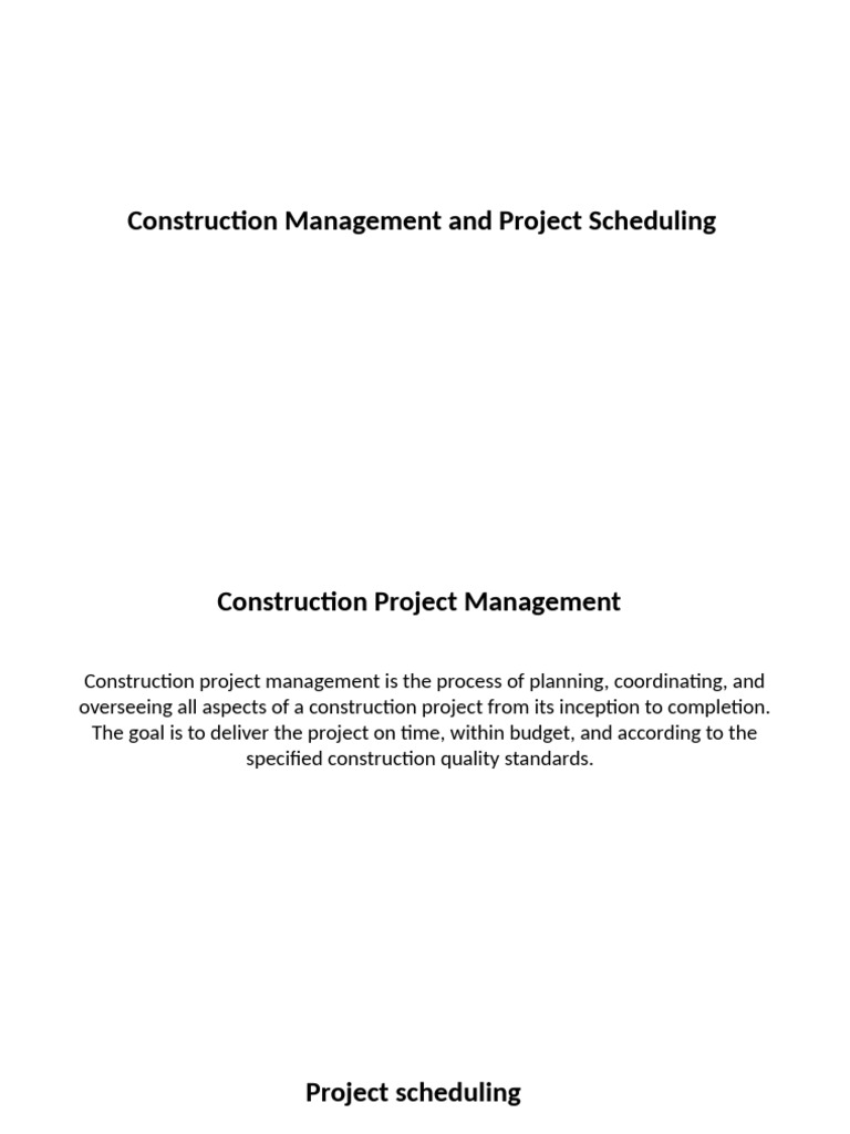 Construction Project Management and Project Scheduling | PDF | Project ...