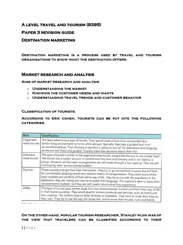 A Level Travel and Tourism Paper 3 Revision Guide | PDF | Brand | Market Segmentation