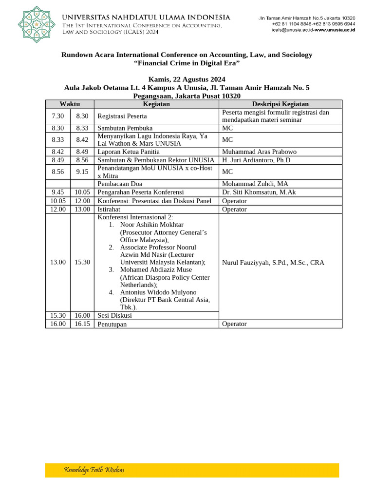 Rundown Acara Konferensi Internasional | PDF