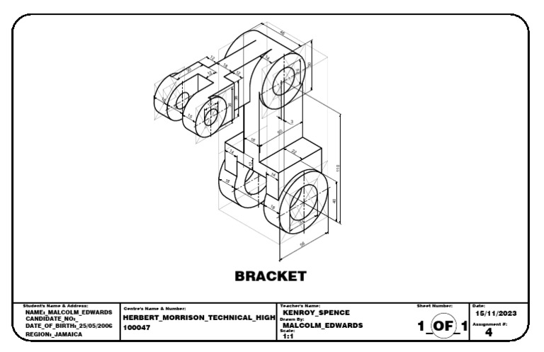 Assigment 4, BRACKET ISOMETRIC | PDF
