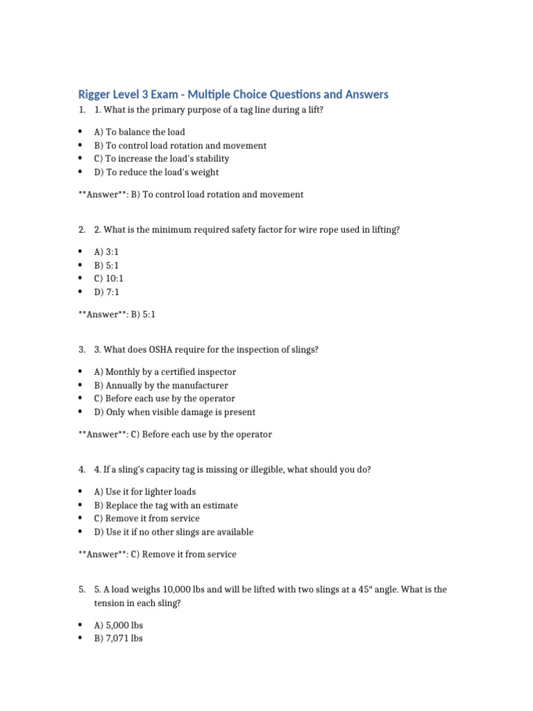 Rigger - Level - 3 - Exam - Questions 1 | PDF