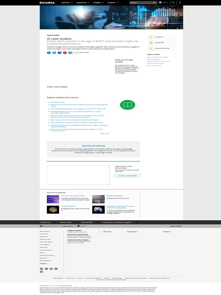 Business Analytics and AI Case Studies - Deloitte US | PDF | Analytics | Artificial Intelligence