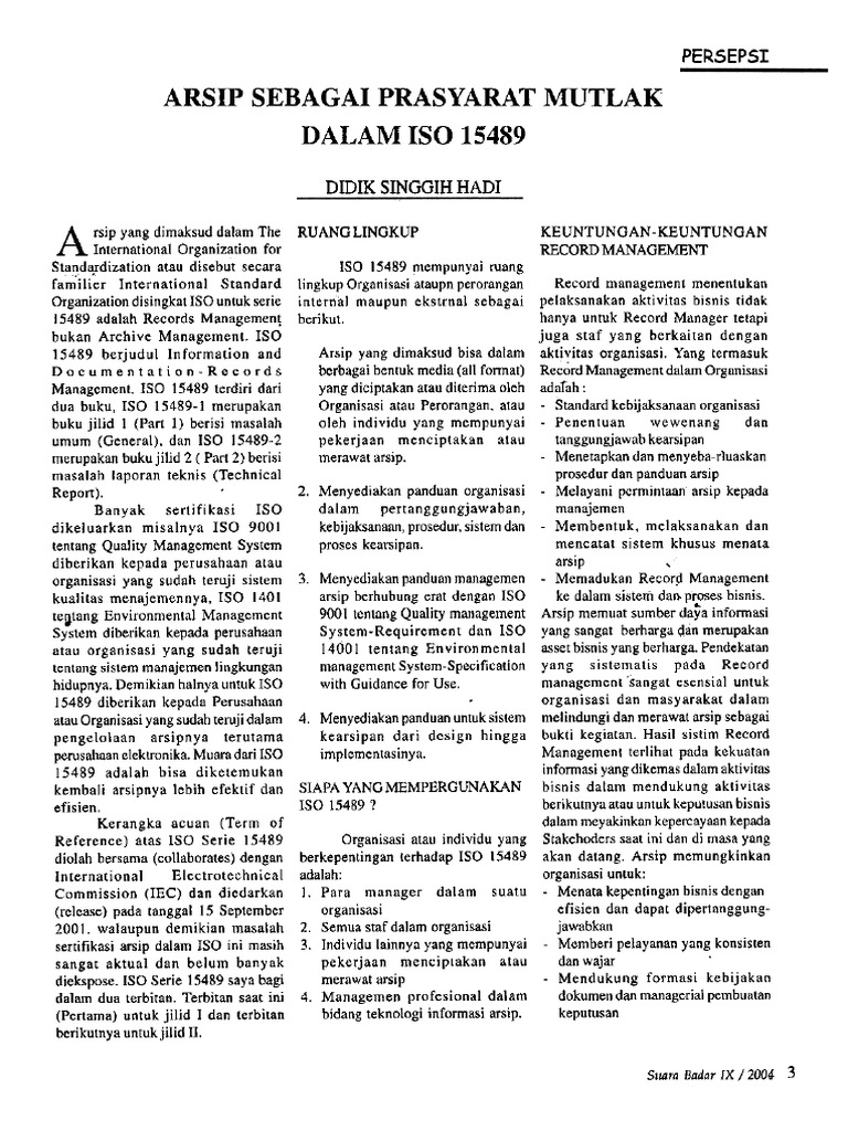 Arsip Dalam ISO 15489 - Compressed | PDF