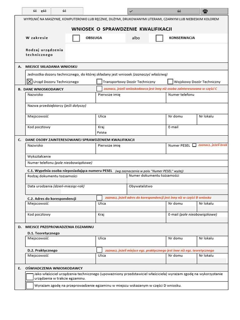 Wniosek o Sprawdzenie Kwalifikacji v1.4 | PDF