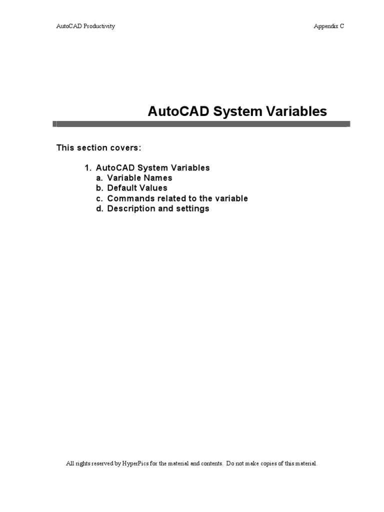 AutoCAD System Variables | PDF