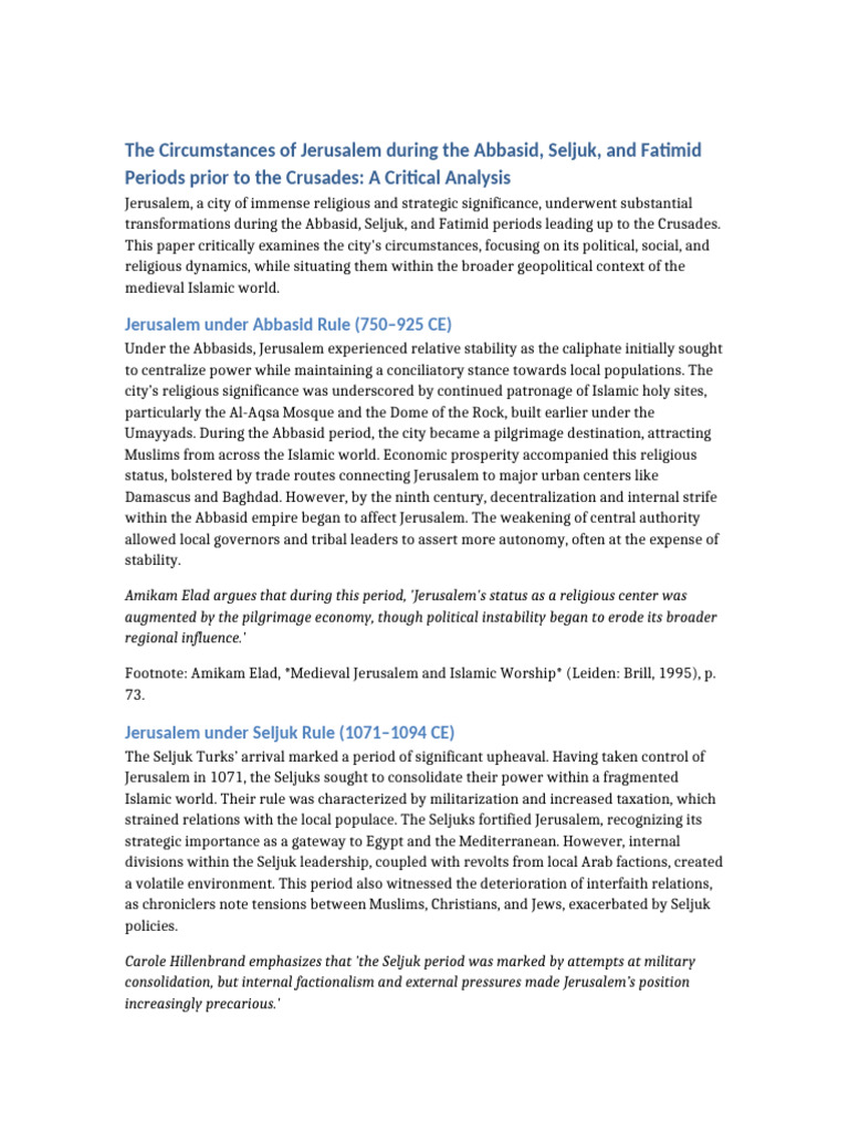 Jerusalem_Analysis | PDF | Jerusalem | Crusades